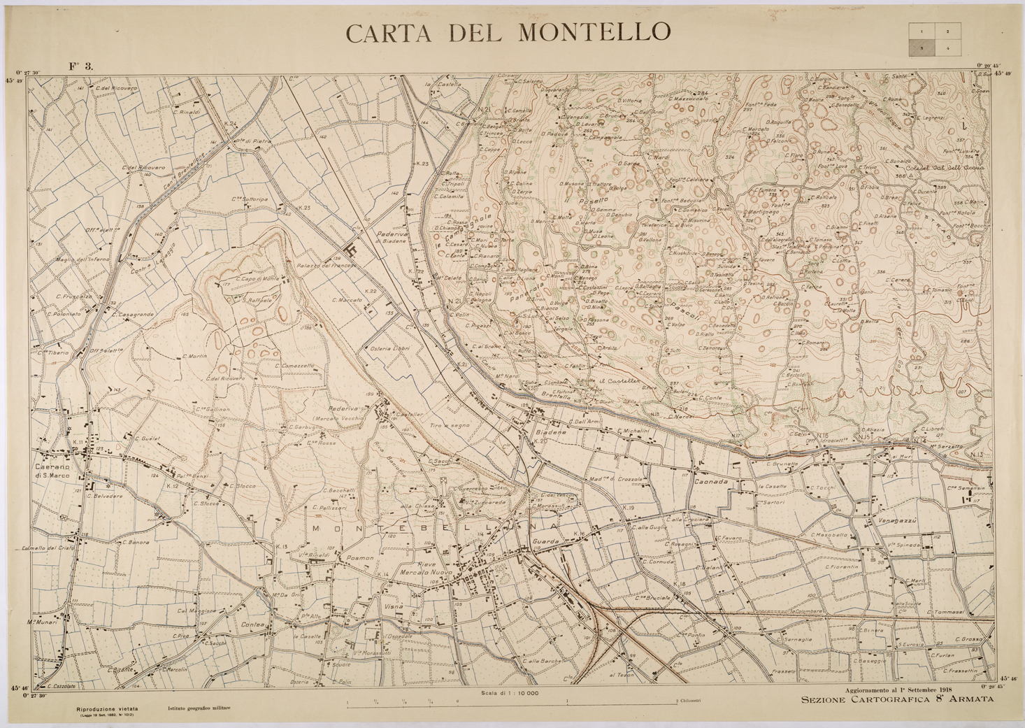 (N:26248) CARTA DEL MONTELLO - FOGLIO 3. (CA009462) Carte e stampe ...